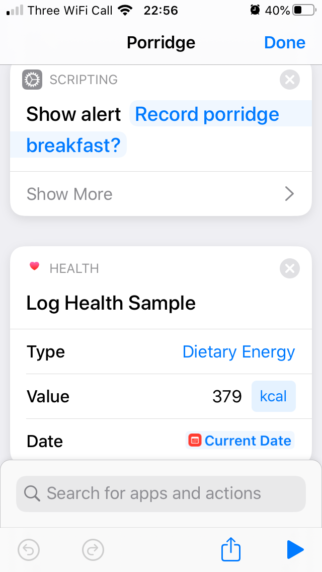 Nutrition tracking with iOS Shortcuts and HealthView – Graham Markall